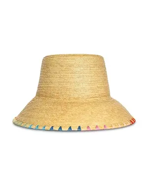 SUNSHINE TIENDA Gabriela Palm Straw Bucket Hat - Multi