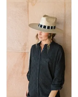 SUNSHINE TIENDA Jakeline Palm Straw Hat - Black