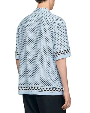 Sandro Heart Motif Loose Fit Button Down Shirt - Sky Blue