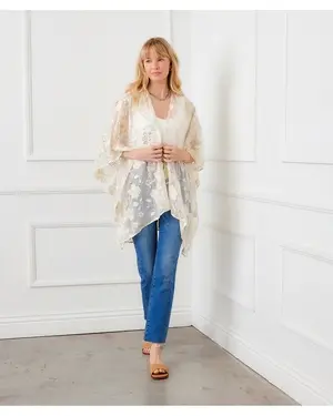 Karen Kane Floral Embroidered Open Front Jacket