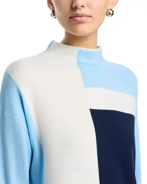 T Tahari Mock Neck Colorblock Sweater