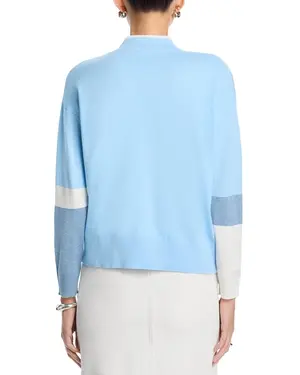 T Tahari Mock Neck Colorblock Sweater