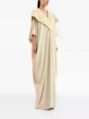 GEMY MAALOUF Calligraphy-embroidered Hooded Kaftan - Neutrals