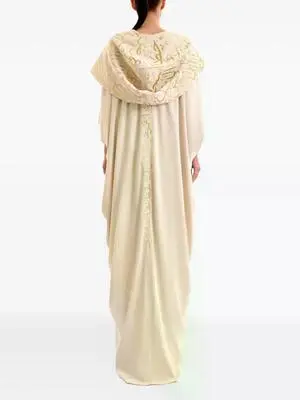 GEMY MAALOUF Calligraphy-embroidered Hooded Kaftan - Neutrals