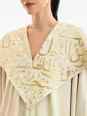 GEMY MAALOUF Calligraphy-embroidered Hooded Kaftan - Neutrals