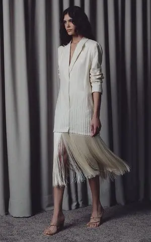 ANDRES OTALORA Mano En Mano Embroidered Linen Blazer
