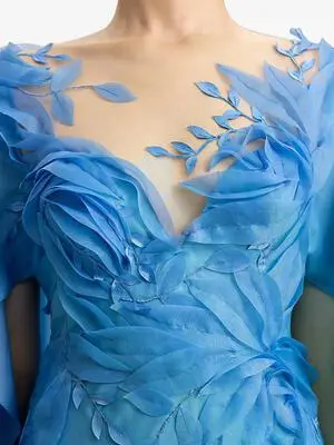 GEMY MAALOUF Ruffled Cape Dress - Blue