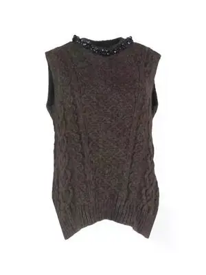 Simone Rocha Bead-embellished Cable-knit Vest