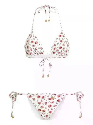 Dolce & Gabbana Floral-print Tie Bikini - White