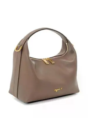 AGNES B. Christelle Zipped Leather Tote - Brown