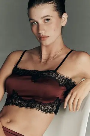 LYREBIRD Silky Lace Bra Top - Wine