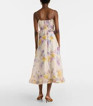 Zimmermann Luna Floral Midi Dress - White