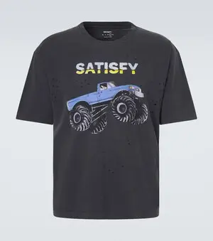 Satisfy Mothtech Distressed Cotton Jersey T-shirt - Black