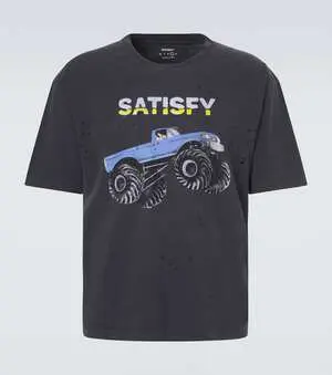 Satisfy Mothtech Distressed Cotton Jersey T-shirt - Black