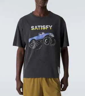 Satisfy Mothtech Distressed Cotton Jersey T-shirt - Black