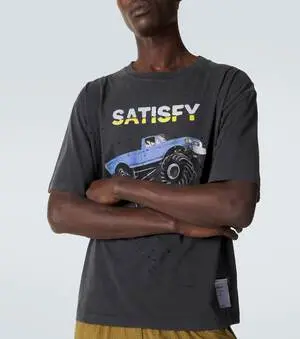 Satisfy Mothtech Distressed Cotton Jersey T-shirt - Black