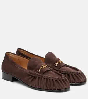 Valentino Garavani Vlogo Suede Loafers - Brown