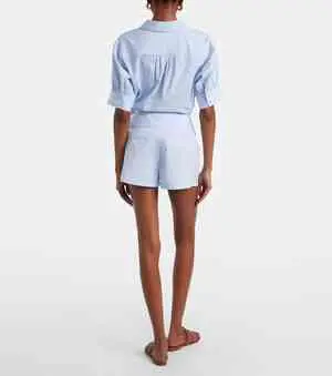 FRAME Harbor Striped Cotton Poplin Shorts