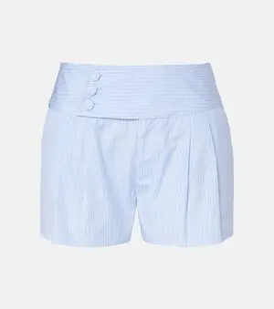FRAME Harbor Striped Cotton Poplin Shorts - Blue