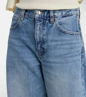 FRAME Bubble Cropped Barrel-leg Jeans - Blue