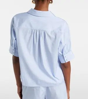 FRAME Striped Cotton Poplin Top