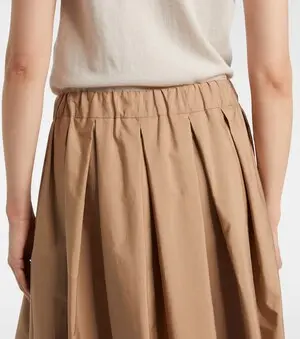 Max Mara Pineta Pleated Cotton Poplin Midi Skirt - Beige
