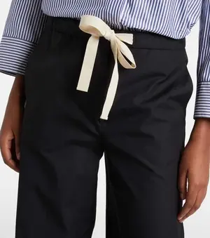 Max Mara Cotton Cropped Wide-leg Pants - Black