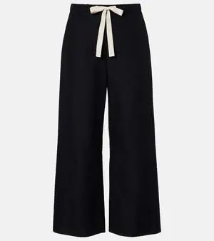 Max Mara Cotton Cropped Wide-leg Pants - Black