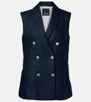 Max Mara Bird Linen Vest - Blue