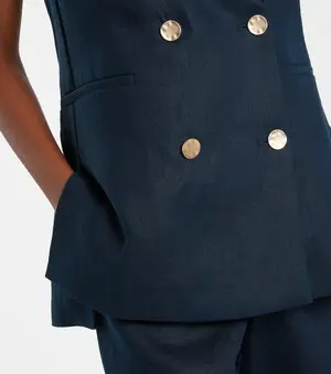 Max Mara Bird Linen Vest - Blue