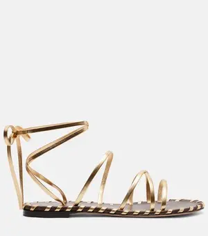GIANVITO ROSSI Metallic Leather Strappy Sandals