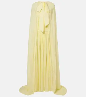 LA FUORI Butter Draped Caped Gown - Yellow