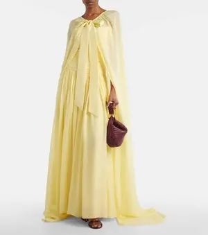 LA FUORI Butter Draped Caped Gown