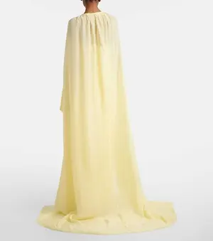 LA FUORI Butter Draped Caped Gown