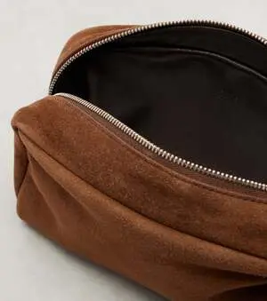 THE ROW Astra Small Suede Pouch - Brown