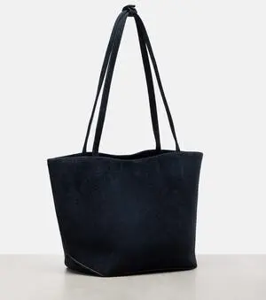 THE ROW Park Edge Medium Suede Tote Bag - Blue