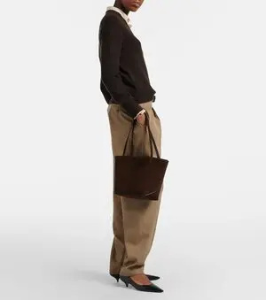THE ROW Park Edge Medium Suede Tote Bag - Brown