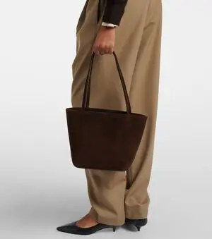 THE ROW Park Edge Medium Suede Tote Bag - Brown