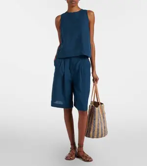 ERES Plaisant Linen Bermuda Shorts - Blue