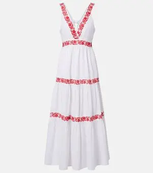 Heidi Klein Petalia Embroidered Cotton Midi Dress - White