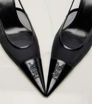Saint Laurent Renée 75 Mesh And Leather Slingback Pumps