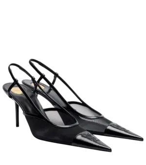 Saint Laurent Renée Mesh And Leather Slingback Pumps - Black