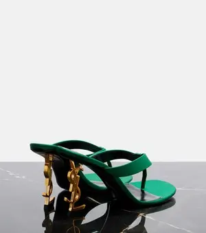 Saint Laurent Opyum Cassandre Crêpe Satin Thong Sandals