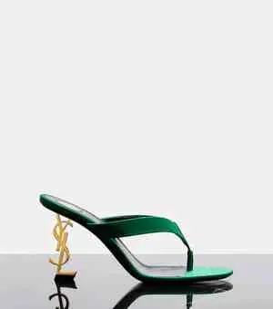 Saint Laurent Opyum Cassandre Crêpe Satin Thong Sandals