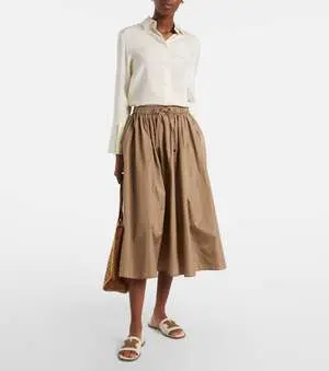 Max Mara Caucaso Leather-trimmed Canvas Slides - Beige