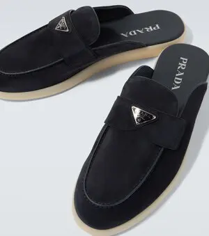 Prada Suede Mules - Blue