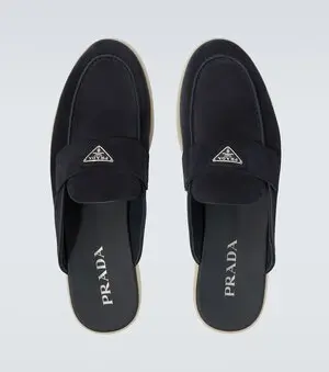 Prada Suede Mules - Blue