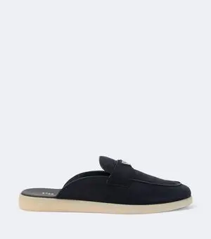 Prada Suede Mules - Blue