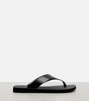 THE ROW Dune Leather Thong Sandals - Black
