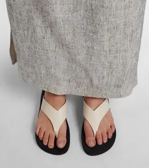 THE ROW Dune Leather Thong Sandals - White